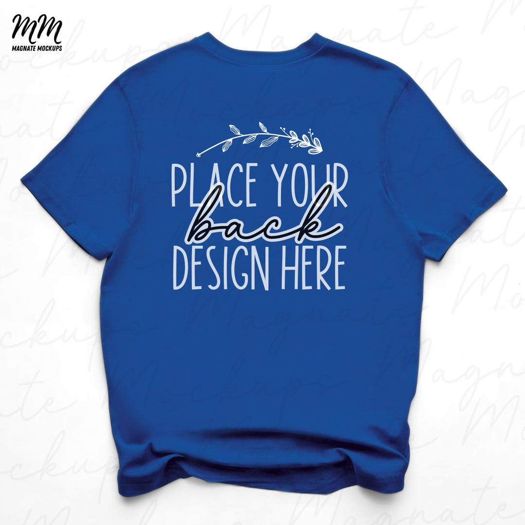 Neon Blue Gildan 5000 T-shirt Mockup: Back View Flat Lay (AI JPEG ...