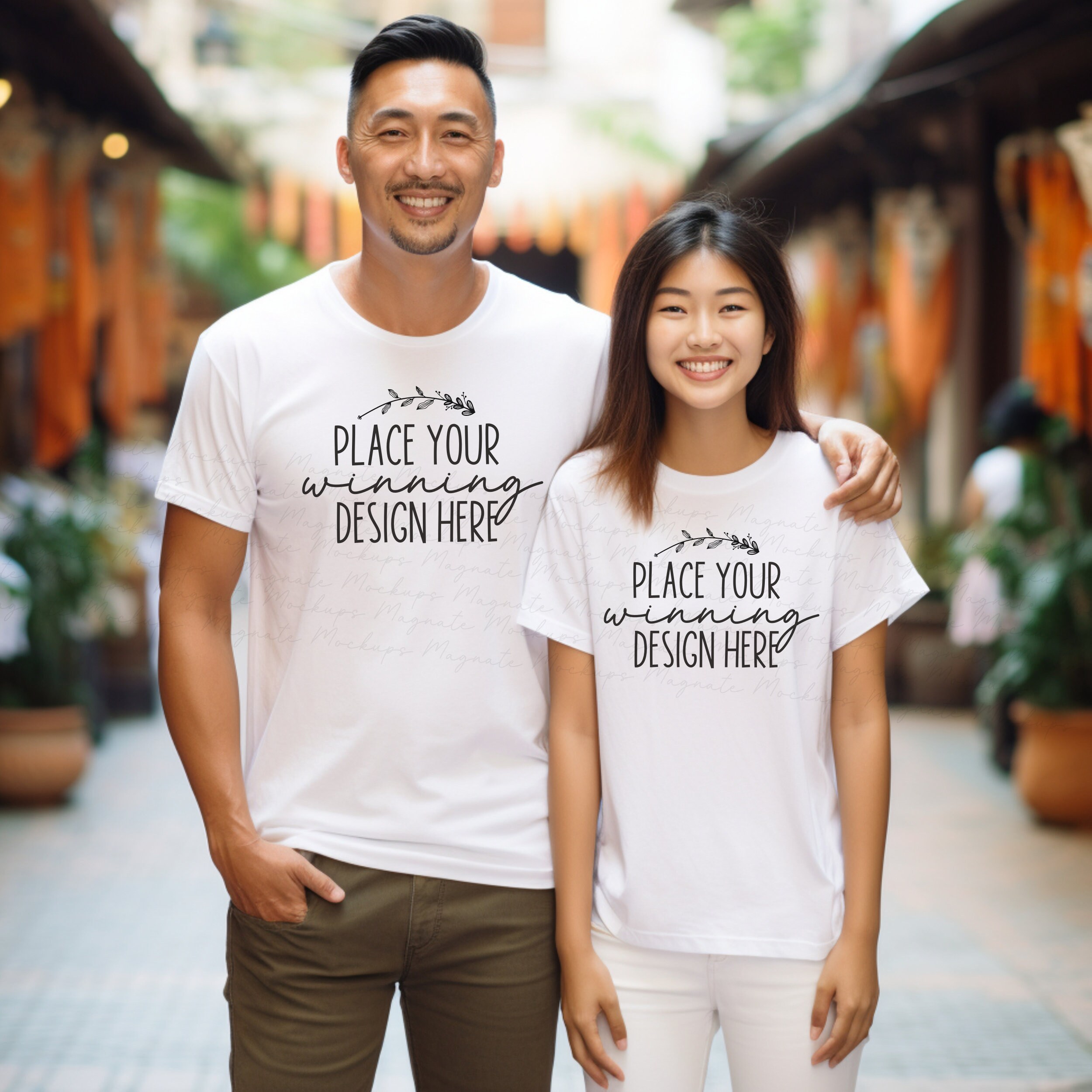 Asian Father Daughter White Shirt Mockup Gildan 5000 5000b - Etsy Australia