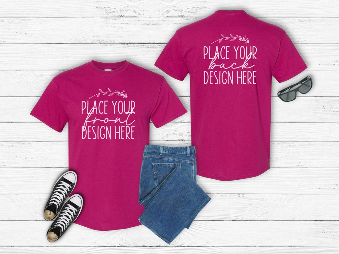 Berry Gildan 5000 Front & Back Mockup Unisex T-shirt Gildan Heavy ...