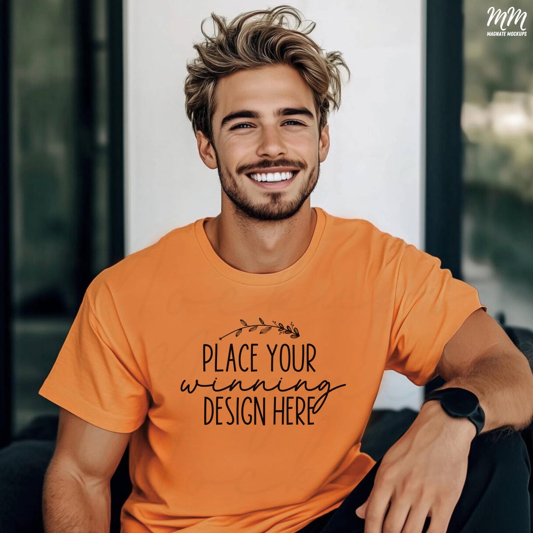 Burnt Orange Bella Canvas 3001 T-shirt Mockup Men's Burnt Orange Mock up Burnt Orange Bella ...