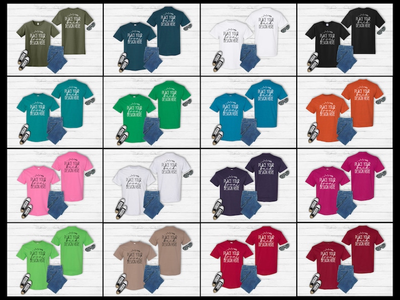 Gildan 5000 Mockup Bundle: 68 Colors, Front & Back (AI Download, Unisex ...