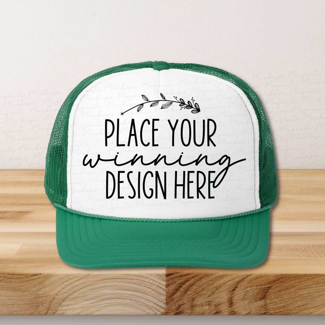 Green Trucker Cap Mockup Printify Baseball Hat Mockups Hats Mock Ups ...