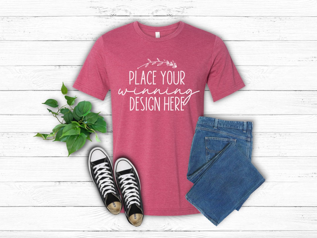 Heather Raspberry 3001 Shirt Mock up Bella Canvas T-shirt Mock up ...