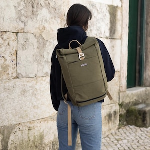 Waxed Canvas Pannier Backpack Convertible | Roll Top Waterproof Bike ...