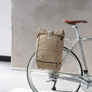 Waxed Canvas Pannier Backpack Convertible | Roll Top Waterproof Bike ...