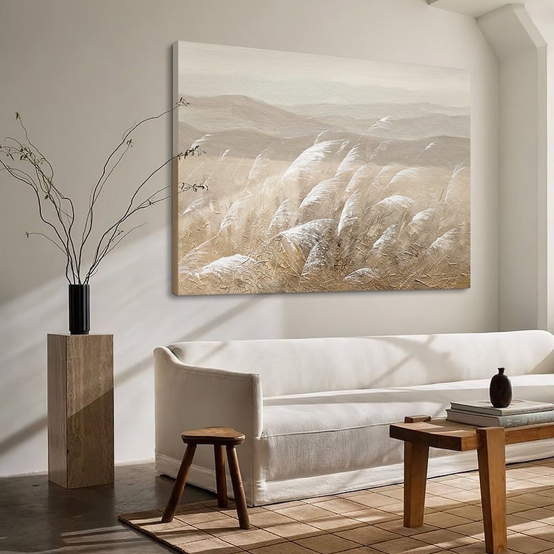 Wheat Meadow Prairie Landscape Oil Painting Wall Art Home Décor Canvas ...