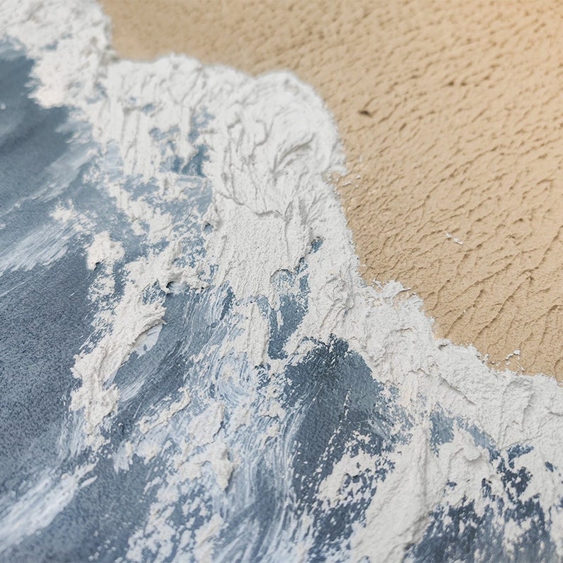 Coastal Waves Textured Beach Oil Painting Wall Art Home Décor - Etsy