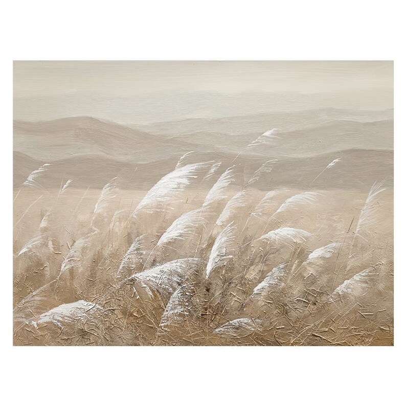 Wheat Meadow Prairie Landscape Oil Painting Wall Art Home Décor Canvas ...