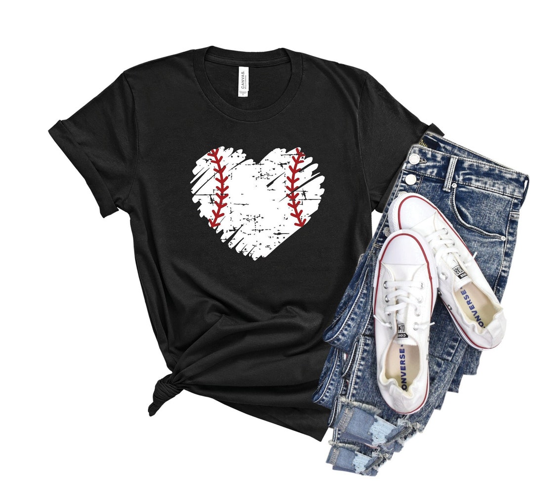Baseball Distress Heart Shirt, Baseball Shirt, Baseball Heart Shirt ...