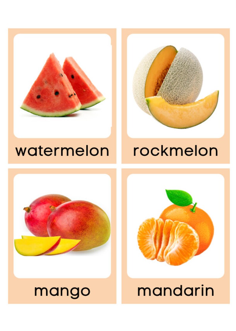 Fruit Flashcards - Neurodivergent Learners - Etsy