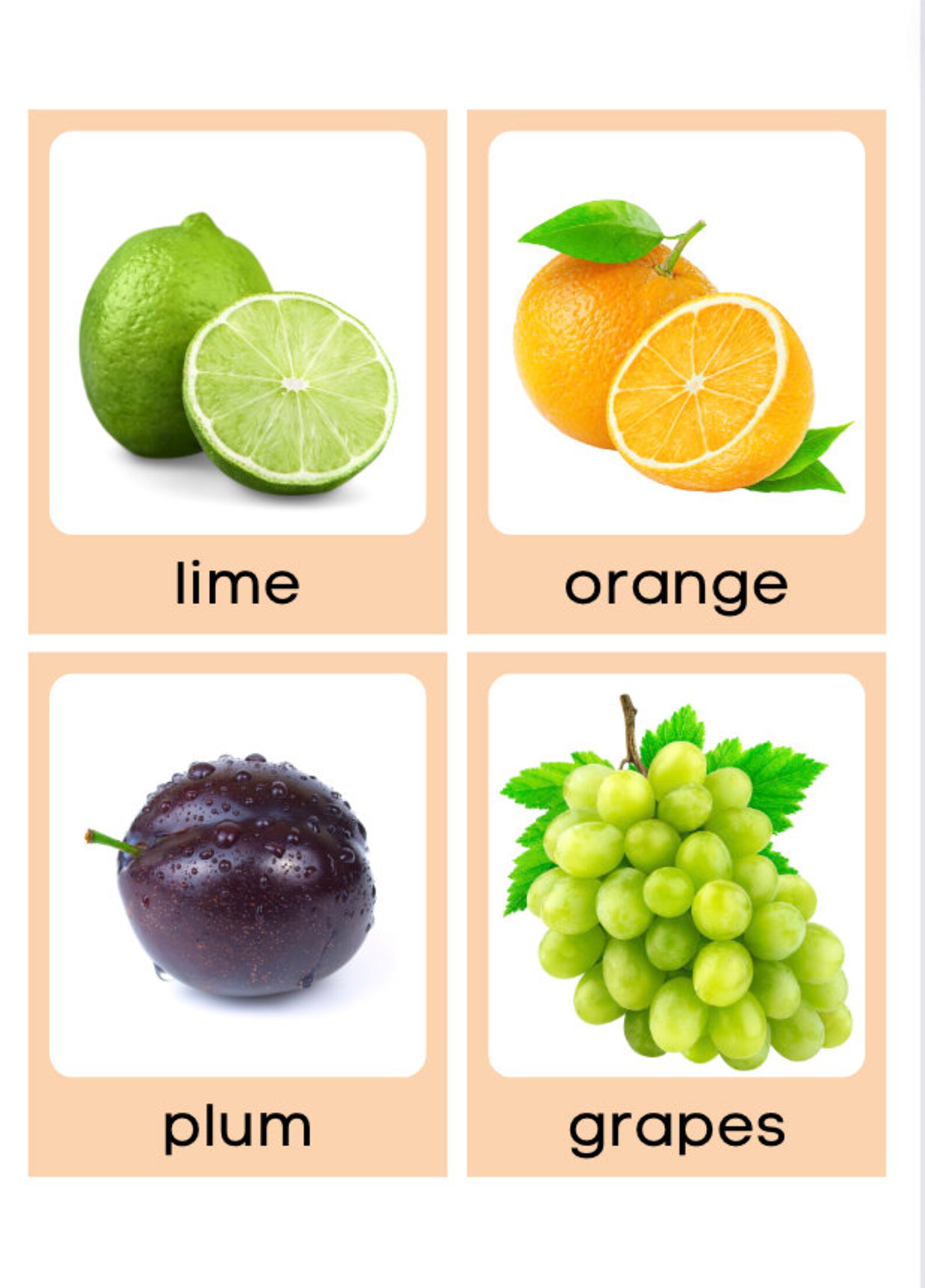 Fruit Flashcards - Neurodivergent Learners - Etsy