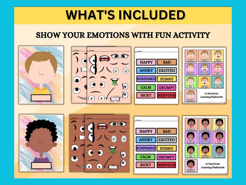 Emotions Activity for Kids: Boy Version Feeling Chart (digital Download ...