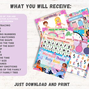 Mermaid Theme Toddler Early Learner Busy Book Printable Montessori ...