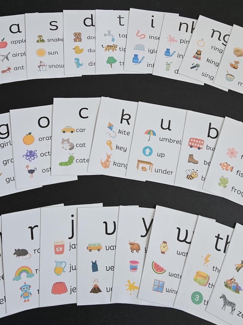 Phase 1 Phonics Flashcards, Children Phonics Learning, Set 1 Reading ...