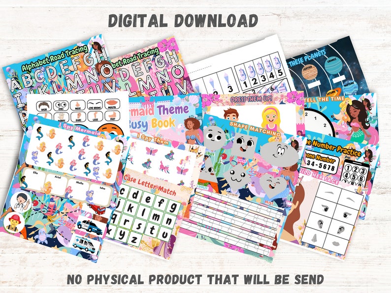 Mermaid Theme Toddler Early Learner Busy Book Printable Montessori ...