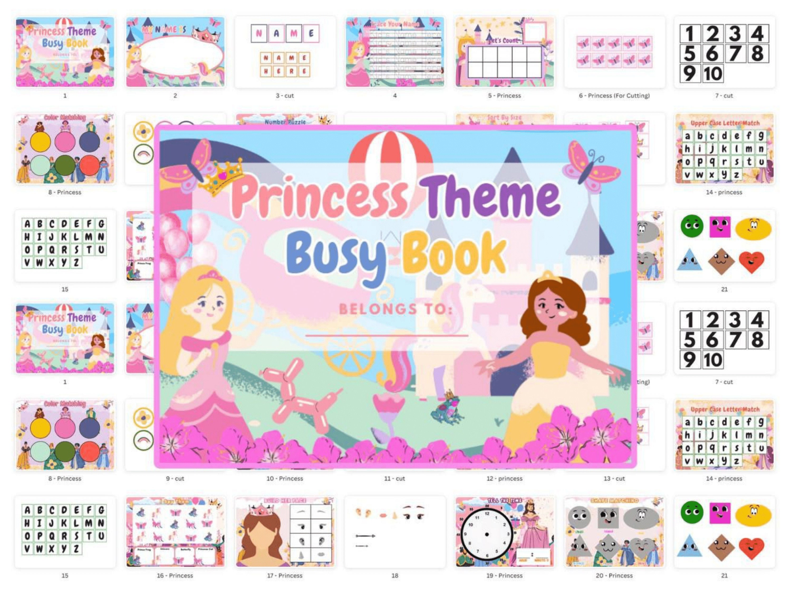 Princess Theme Toddler Early Learner Busy Book Printable Montessori ...