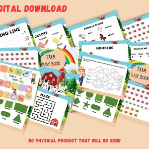 Farm Busy Book Printable, Kids Farm Educational Activity Book, Toddler ...