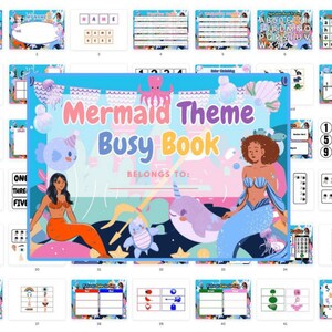 Mermaid Theme Toddler Early Learner Busy Book Printable Montessori ...