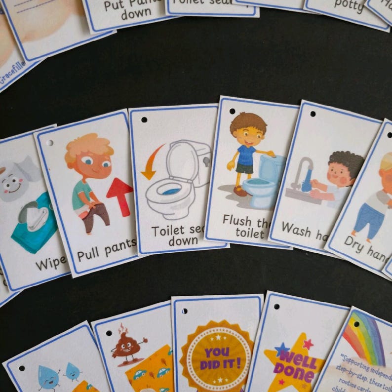 Boys Toilet Routine Cards: Special Needs, Autism PECS Visual Aid ...