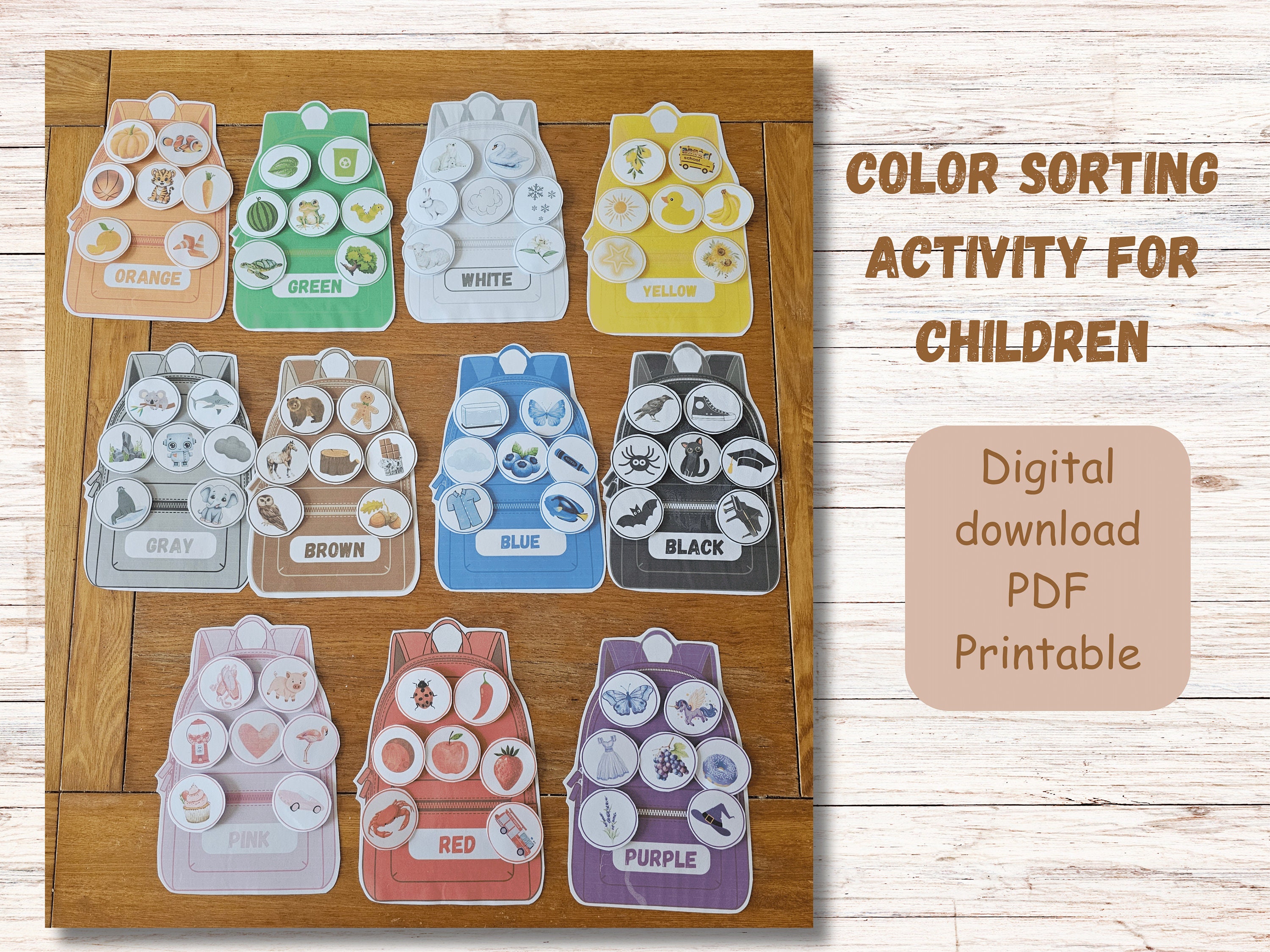 Colors Matching Activity Printable, Learn the Colors, Color Sorting ...