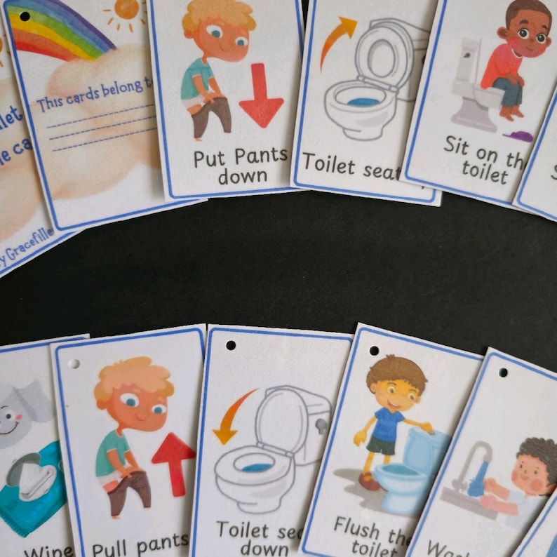 Boys Toilet Routine Cards: Special Needs, Autism PECS Visual Aid ...