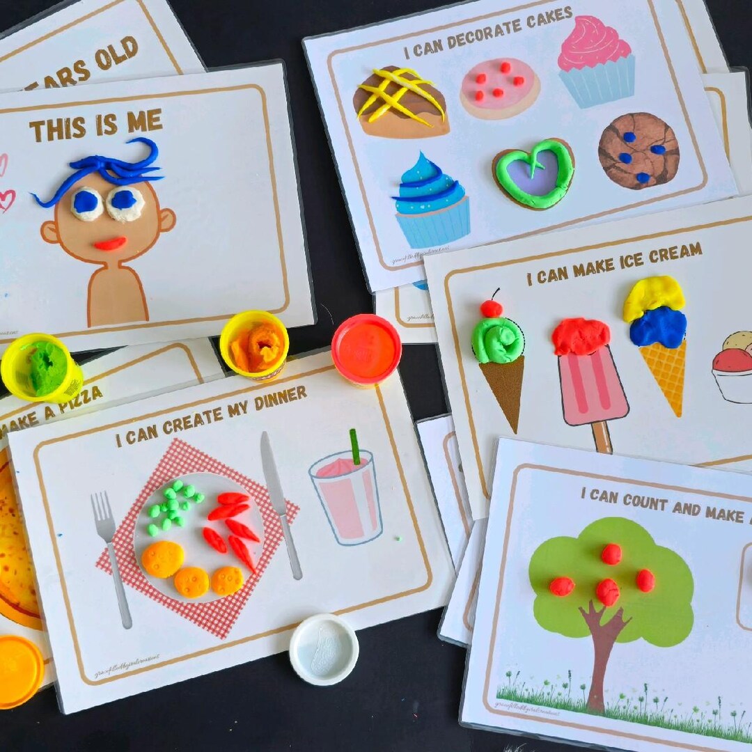 Playdough Activity Mats for Children, Sensory Game and Imaginative Play ...