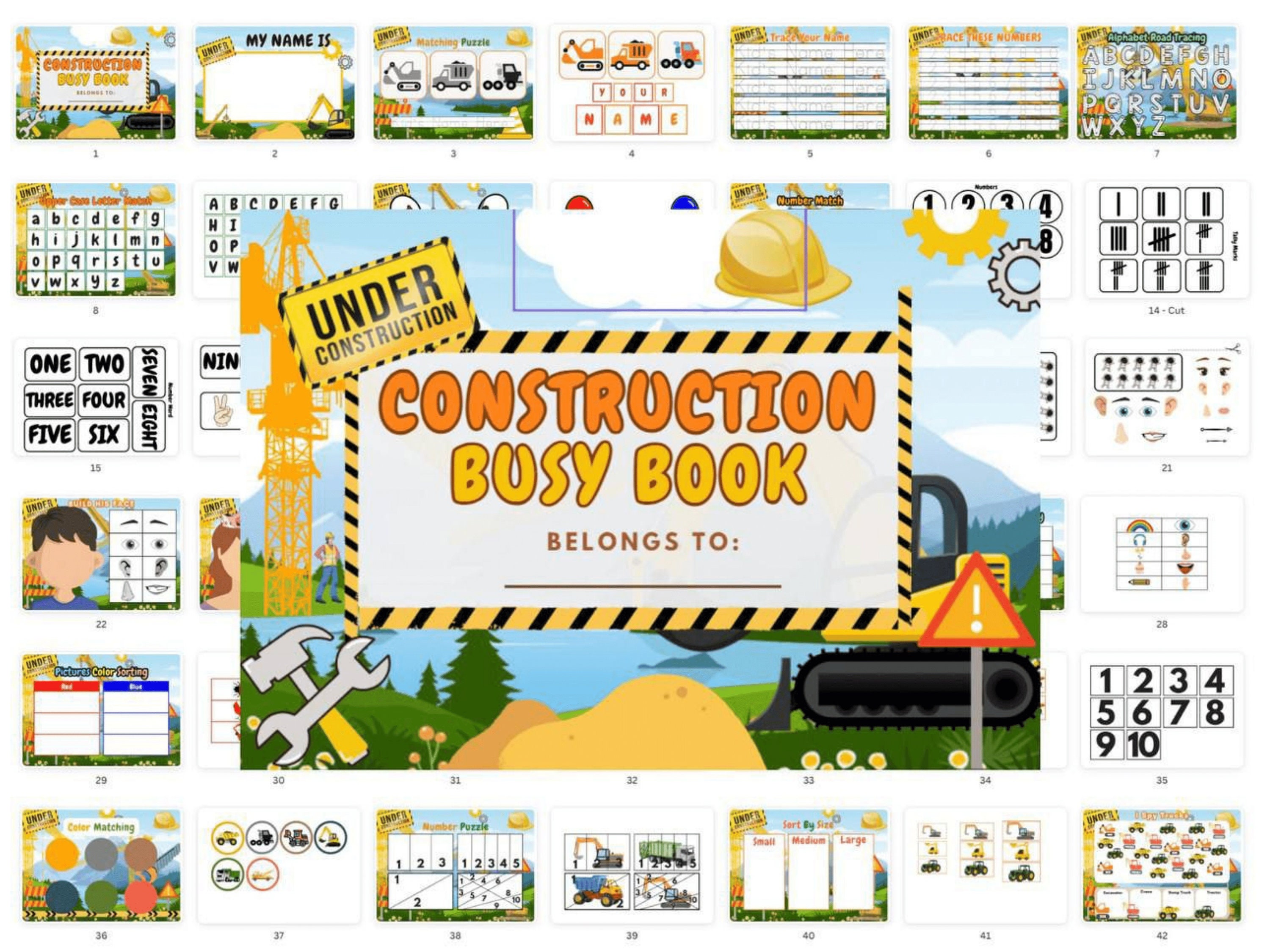 Construction Themed Busy Book / Printable / Preschool Curriculum ...