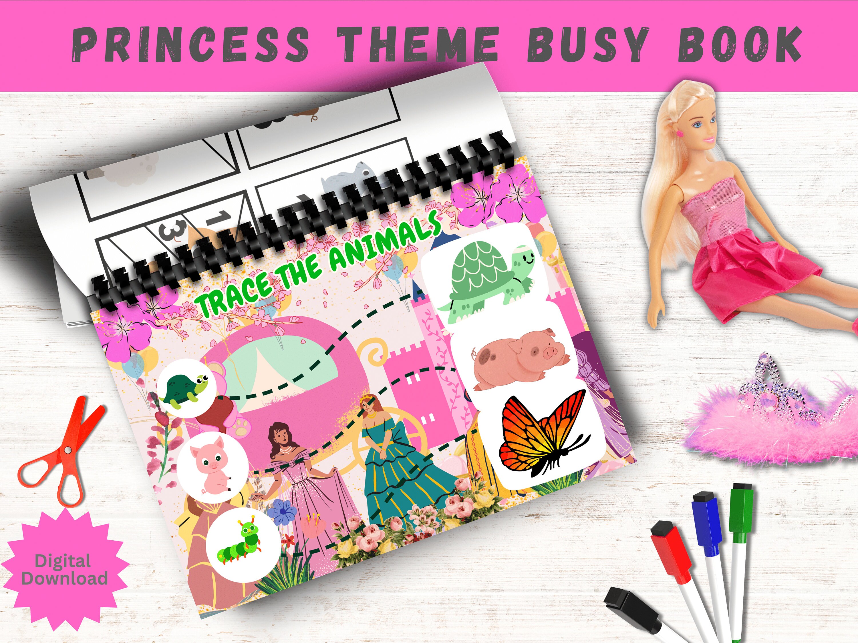 Princess Theme Toddler Early Learner Busy Book Printable Montessori ...