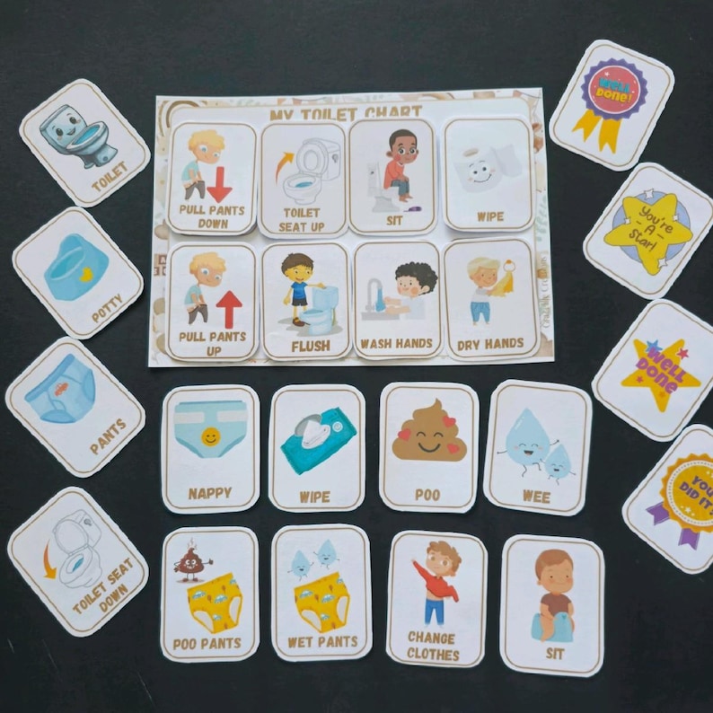 Boys' Toilet Routine Cards: Autism & Special Needs Visual Aid - Etsy