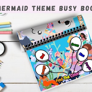 Mermaid Theme Toddler Early Learner Busy Book Printable Montessori ...