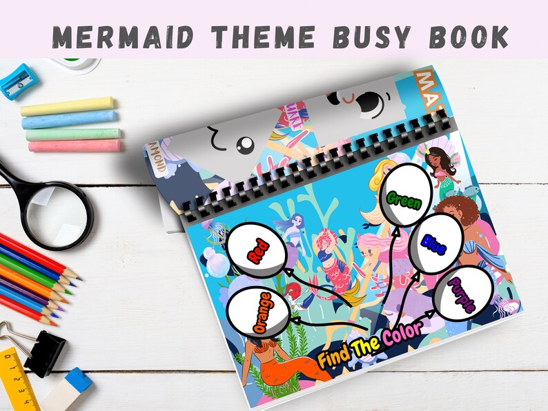 Mermaid Theme Toddler Early Learner Busy Book Printable Montessori ...