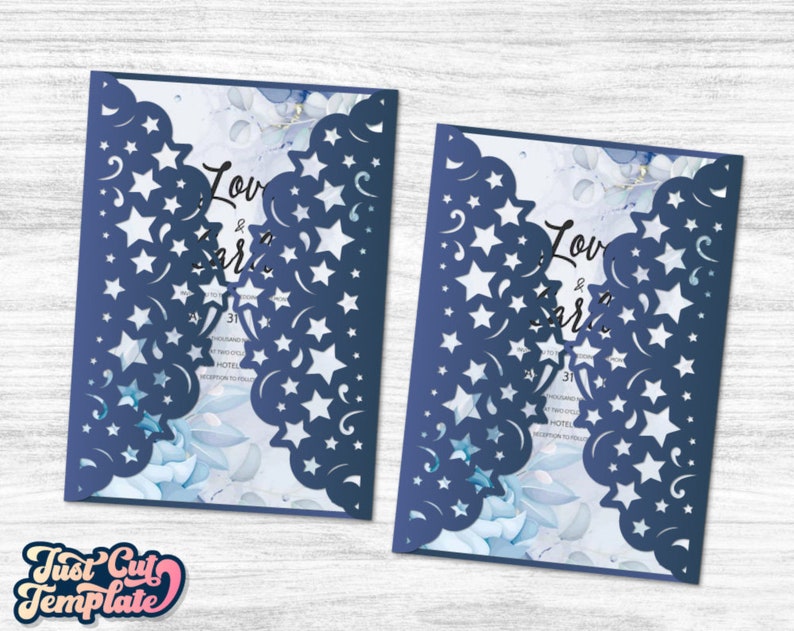 Gate Card SVG With Stars Pattern Celestial Galaxy Invitation - Etsy