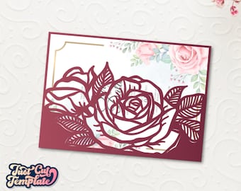 SVG Laser Cut Wedding Invitation Cesia Roses Cricut Envelope - Etsy