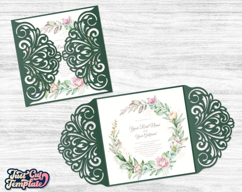 Wedding Gate Fold Card SVG Square Wedding Invitation SVG - Etsy