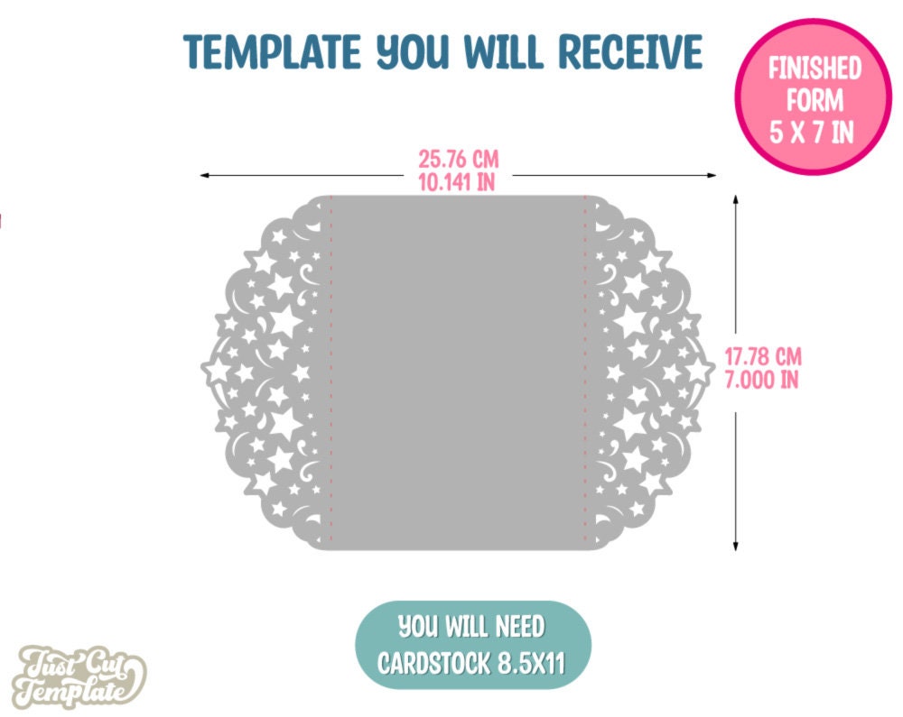 Gate Card SVG With Stars Pattern Celestial Galaxy Invitation - Etsy