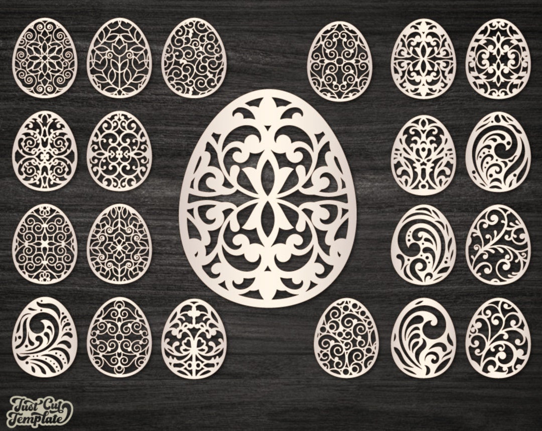 20 Easter Eggs SVG Cutting Template, Easter Eggs Set, Easter Egg ...