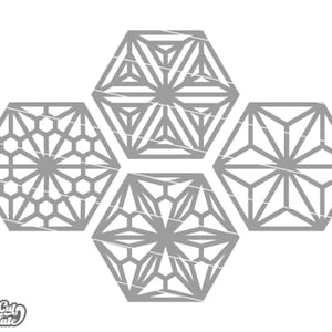 12 Hexagonal Coaster Templates Set, Kumiko Pattern Panel Laser Cut ...