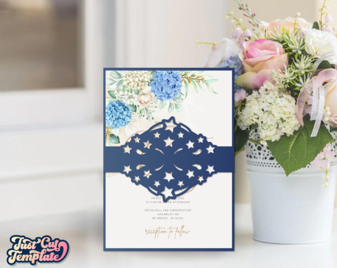 Stars Belly Band Card SVG, Wedding Invitation SVG, Galaxy Invitation ...