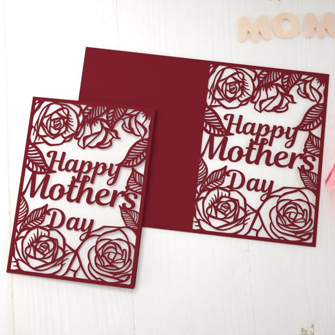Happy Mother's Day Card SVG, Mother's Day Gift, Roses Card, Cutting ...
