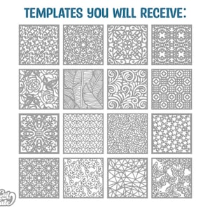 16 Square Panel Set SVG DXF, Laser Cut Decorative Panel Templates ...