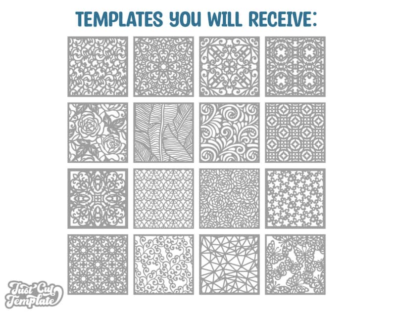 16 Square Panel Set SVG DXF, Laser Cut Decorative Panel Templates ...