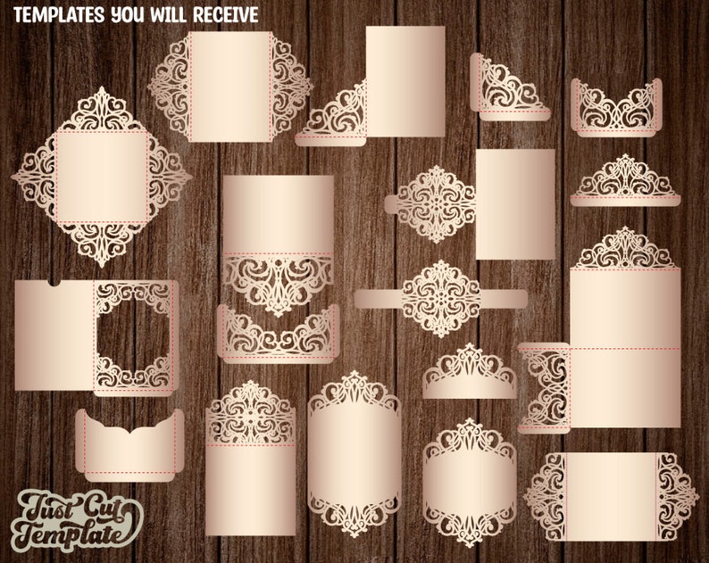 Laser Cut Wedding Invitation SVG Template Set, 12 Pieces for Cricut ...