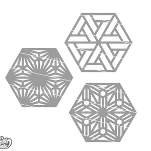 12 Hexagonal Coaster Templates Set, Kumiko Pattern Panel Laser Cut ...