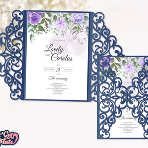 Conjunto de invitación de boda SVG, plantillas cortadas con láser ...