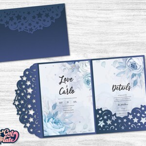 Stars Wedding Invitation SVG, Trifold Pocket Envelope 5x7, Star ...