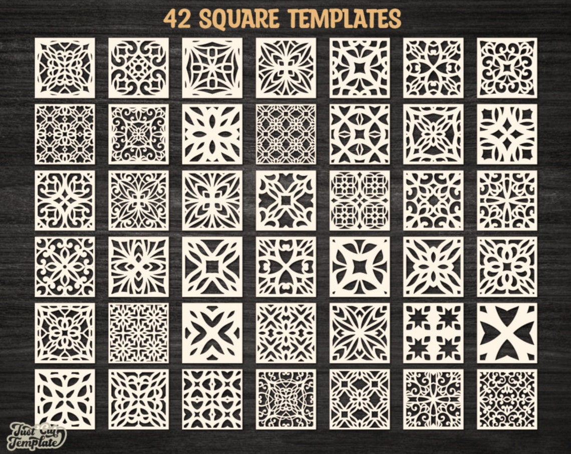 42 Panel Collection, Set Square Panels Svg Dxf, Laser Cut Coaster DXF ...