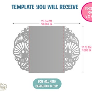 Sea Shell Wedding Invitation SVG Cut Template, Beach Wedding Gate Fold Card 5x7, Marine Party ...