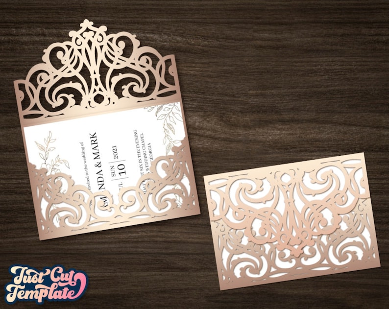 Laser Cut Wedding Invitation SVG Template Set, 12 Pieces for Cricut ...