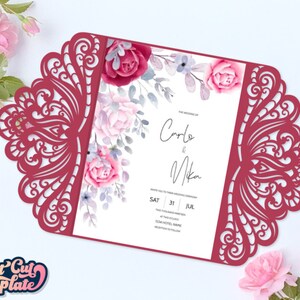 Lace Wedding Invitation SVG, Gate Card Cricut Template, Wedding ...