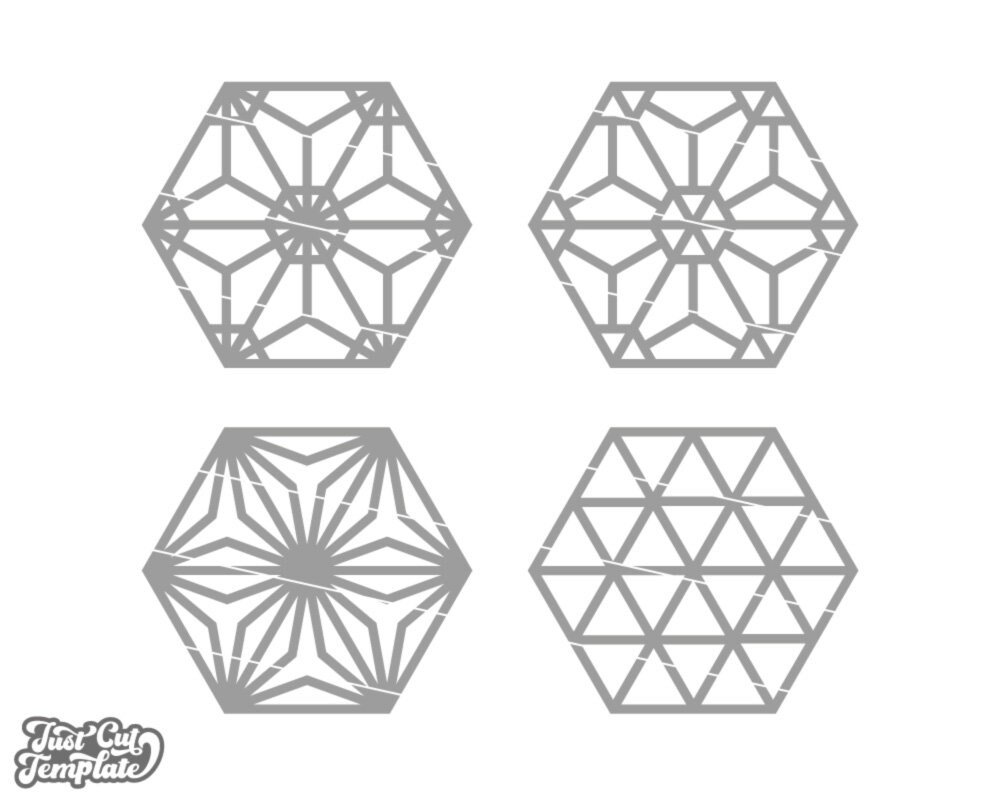 20 Hexagonal Coaster Templates, Set Kumiko Pattern Panel, Laser Cut ...